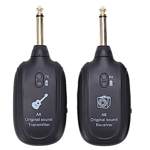 Guitar Transmitter Receiver,20Hz 20kHz UHF Wireless Guitar System Rechargeable Guitar Audio System for Electric Guitar Pickup Accessory Set Kit