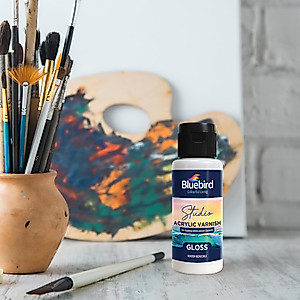 Bluebird Studio Acrylic Varnish, Gloss, 3.4 Fl Oz / 100ML, Non-Yellowing, Non-Toxic, Anti-Crazing, Basic Varnish for Pro Artists, Hobby Painters & Kids