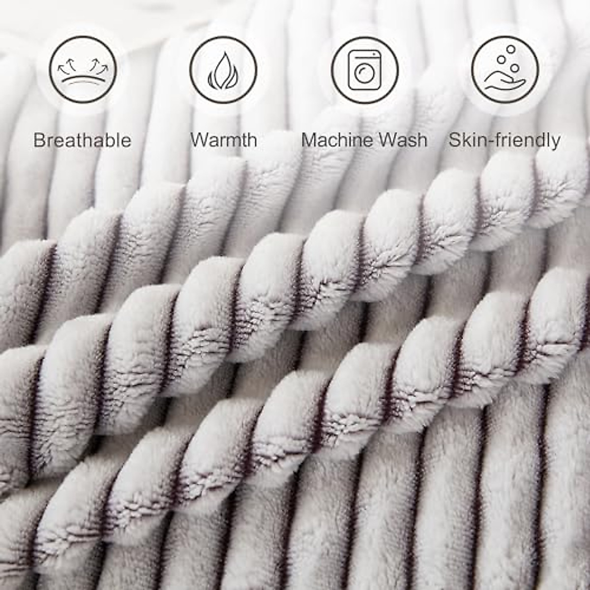 EMME Fleece Throw Blanket for Couch Purple, Soft, Plush, Warm and Cozy Blanket, Single Layer, Striped 3D Touch, Perfect for Bed Couch and Sofa Chair(Dark Purple, 50'' x 60'')