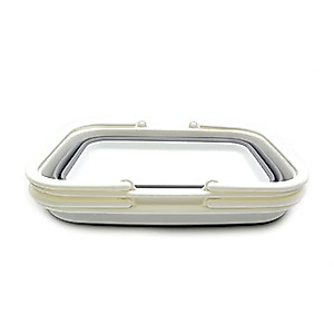 SAMMART 9.2L (2.37Gallon) Collapsible Tub with Handle - Portable Outdoor Picnic Basket/Crater - Foldable Shopping Bag - Space Saving Storage Container (Grey & Orange, 2)