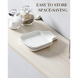 MALACASA Spoon Rest, Large Spoon Rests for Stove Top, Porcelain Spoon Holder for Kitchen Counter, Utensils Rests, Cooking Spoon Holders for Spatula Ladle Tongs, Ivory White, Series REGULAR