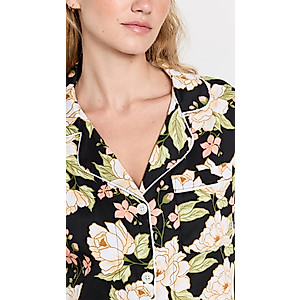 BedHead Pajamas Women's Long Sleeve Classic PJ Set, One Fine Day, Black, Floral, S