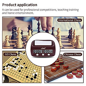 LEAP Chess Clock Digital Chess Timer Professional for Board Games Timer with Alarm Function (Official Store) Brownish Red