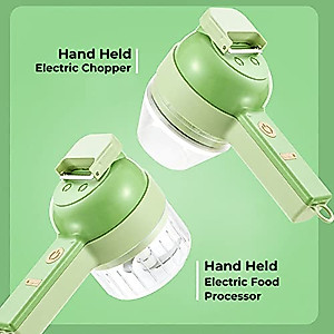 4 in 1 Handheld Electric Vegetable Cutter Set, Cordless Electric Garlic Chopper, Portable Food Slicer and Chopper for Garlic Pepper Chili Onion Celery Ginger Meat