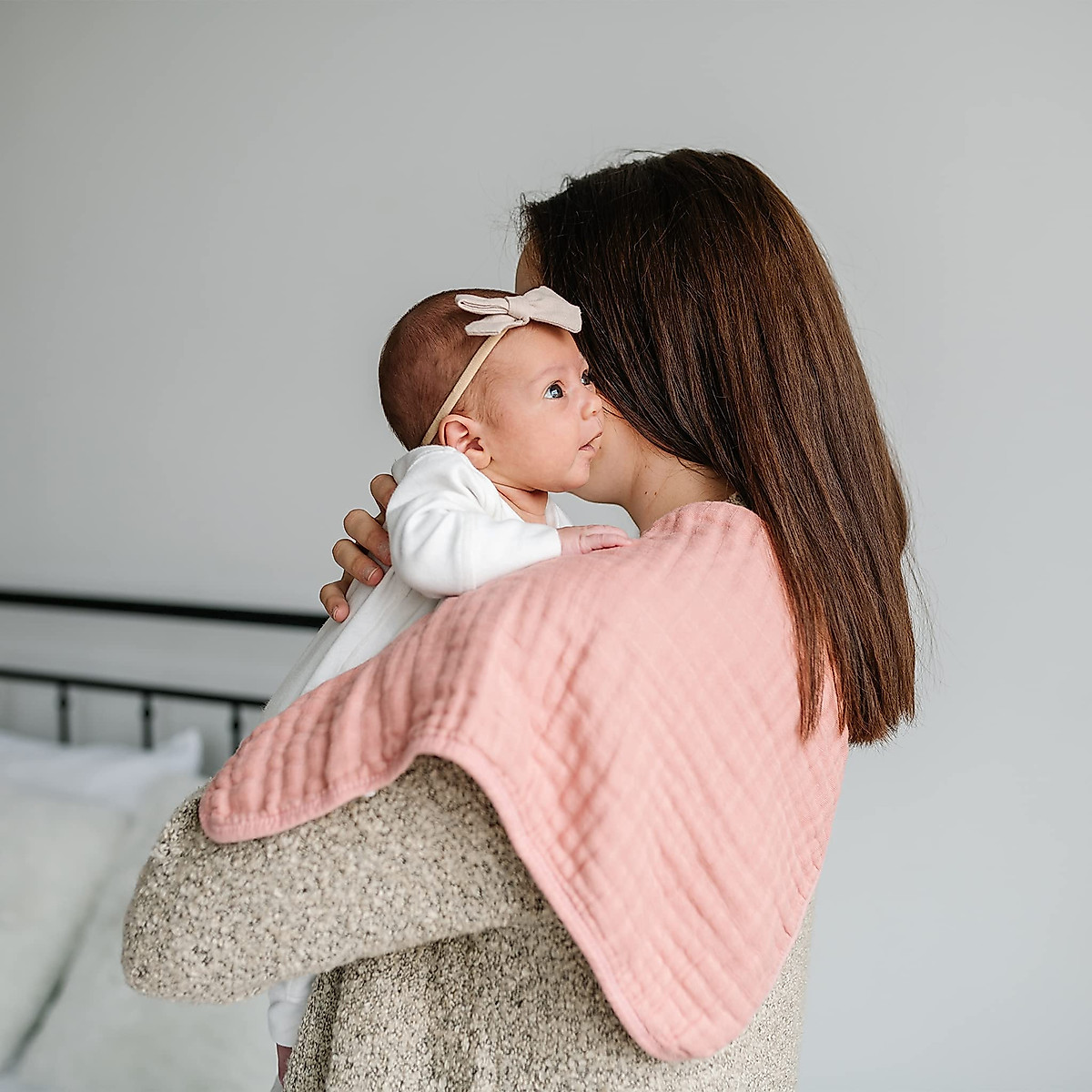 Natemia Muslin Baby Burp Cloths | Large 21”x11” Size | Super Absorbent and Ultra Soft Washcloths | 6-Layer Design | 3-Piece Gift Set