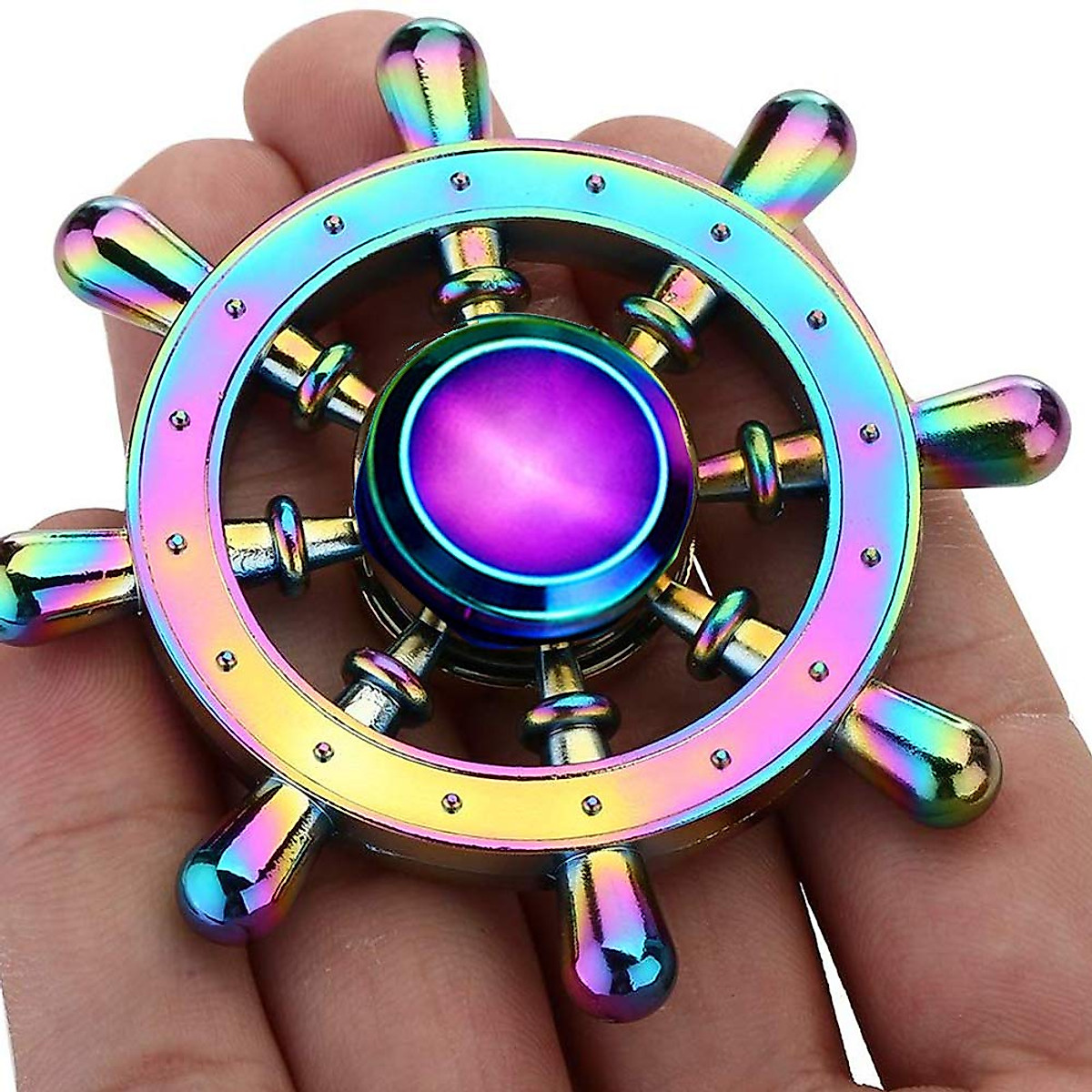 Rainbow Fidget Spinner Toys Metal 3 Pack Set, Small Handheld Finger Hand Spinners Fidgeting Toy for Kids Adults Spinning Top Focus Desk Toys Fingertip Gyro Party Favors Goody Bag Fillers Novelty Gift