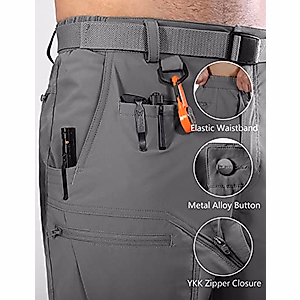 Shallowlulu Mens Cargo Hiking Shorts Water Resistant Quick Dry Lightweight Breathable Tactical Shorts with Nylon Belt(Grey 36W/10L)