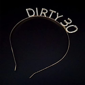 30th Birthday Crown with Birthday Sash Decorations for Her Gold Glitter Rhinestone Birthday Girl Crowns Tiara Headband Set for Women Happy 30th Birthday Gifts, Gold