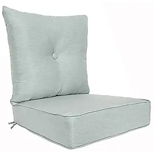RULU Patio Cushion Outdoor/Indoor Sunbrella, Seat 22x22x6 inch + Back 23x23x7 inch, 2 Count (Pack of 1), Cast Mist