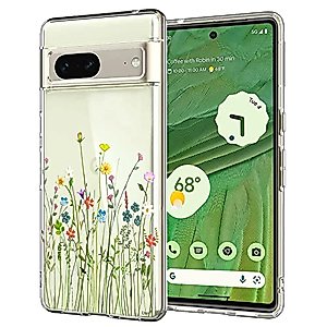 Unov Compatible with Pixel 7 Case Clear with Design Soft TPU Shock Absorption Slim Embossed Pattern Protective Back Cover for Pixel 7 5G 6.3inch (Flower Bouquet)