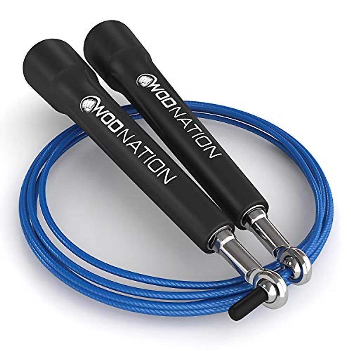 WOD Nation Adjustable Speed Jump Rope For Men, Women & Children - Blazing Fast Fitness Skipping Rope Perfect for Boxing, MMA, Endurance - Black