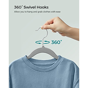 SONGMICS Baby Hangers 50 Pack, Kids Hangers for Closet, 11.8 x 8.1 Inches, Silver 360° Swivel Hooks, Space-Saving Clothes Hangers, Velvet Hangers for Nursery, Non-Slip, Dove Gray UCRF027G05