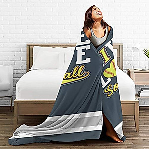 Feim-AO Ive Love - Softball Blanket Premium Microfiber Fleece Blanket Super Soft Cozy Warm Bed Blanket Couch Decorative Throw Blankets for Living Room Bedroom Dorm