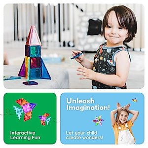 PicassoTiles 60 Piece Magnetic Building Block Mini Diamond Series Travel Size On-The-Go Construction Toy Set STEM Learning Kit Educational Playset Child Brain Development Stacking Blocks PTM60