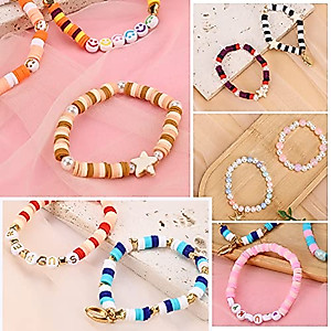 QUEFE 6000pcs Clay Beads for Jewelry Making, 24 Colors Flat Heishi Clay Beads for Bracelet Necklace Earring Making, Boho Craft Kit for Adults and Fashion Icon