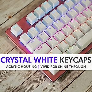 Tilted Nation Pink Mechanical Keyboard TKL - Acrylic Housing, Aluminum Plate, 87 Crystal Keys - USB Wired Tenkeyless Keyboard with Brown Switches (Outemu) - Work and Play - TKL Gaming Keyboard RGB