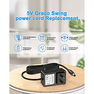 BENSN 5V Graco Simple Sway Swing Power Cord for Graco DuetSoothe, Glider LX/Elite/Premier/Petite LX, Sweetpeace, DuetConnect LX, Sweet Baby Swing Adapter, 10Ft Extra Long Cable