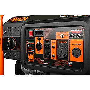 WEN DF623X 6250-Watt 120-Volt/240-Volt Dual Fuel Electric Start Portable Generator with Wheel Kit and CO Shutdown Sensor, Black