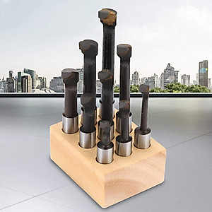 9pcs 3/8" Round Shank Boring Bar Set High Speed Steel Boring Bar Carbide Tipped Bars Lathe Tools
