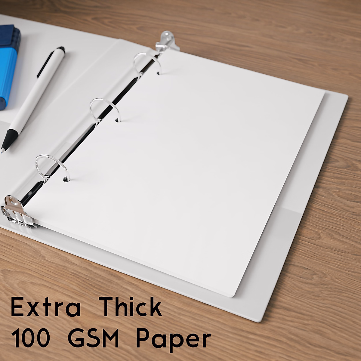 Half Letter Blank Paper, 3-Hole Punched, 250 Sheets/500 Pages, 100 GSM, Printer Paper Binder Refill, 5.5 in. x 8.5 in.