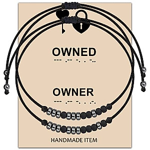 MAOFAED Couple Morse Code Matching Bracelet BDSM Owner Owned Gift Master And Slave Gift Daddy Babygirl Gift (owner owned code br)