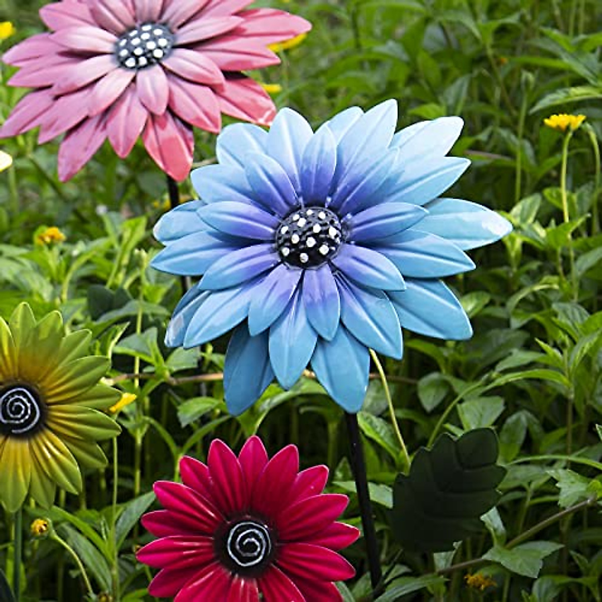 Flower Outdoor Garden Stakes Decor,Metal Flower Stick Décor,Flowers Metal Flowers Water Proof Decorative for Lawn Yard Patio