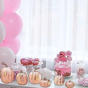 Winlyn 10 Pcs Assorted Artificial Gold Brushed Pink Pumpkins Rustic Decorative Pumpkins Foam Pumpkins for Farmhouse Fall Wedding Baby Shower Halloween Tabletop Centerpiece Mantel Decoration