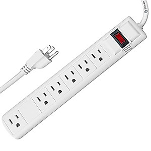 Power Strip with 3.5 Ft Cord, Powerstrip STEREN Surge Protector with 6 AC 90 Degree Spacious Outlets, 3.5 Ft Extension Cord for Home Office, Dorm Essentials 150 Joules, cUL Listed White