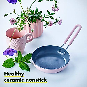 GreenPan Mini Healthy Ceramic Nonstick, 5" Round Egg Pan, PFAS-Free, Dishwasher Safe, Stay Cool Handle, Pink