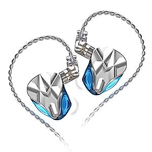 KZ ASF in-Ear Monitors, 5BA per Side HiFi Stereo Noise Isolating Sport IEM Wired Earphones/Earbuds/Headphones with Detachable Cable 2Pin 0.75mm (Without MIC, Silver&Blue)