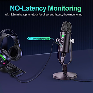 Mercase USB Condenser Microphone for Podcasting, Streaming, Recording on Phone, PC, Mac, PS4/PS5,Plug & Play, Quick Mute, with Adjustable Boom Arm Stand