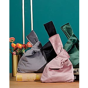 YuuTbiu Gray Clutch Bag,Elegant Style Velvet Portable Purse,Knot Bag,Wrist Bag for Women