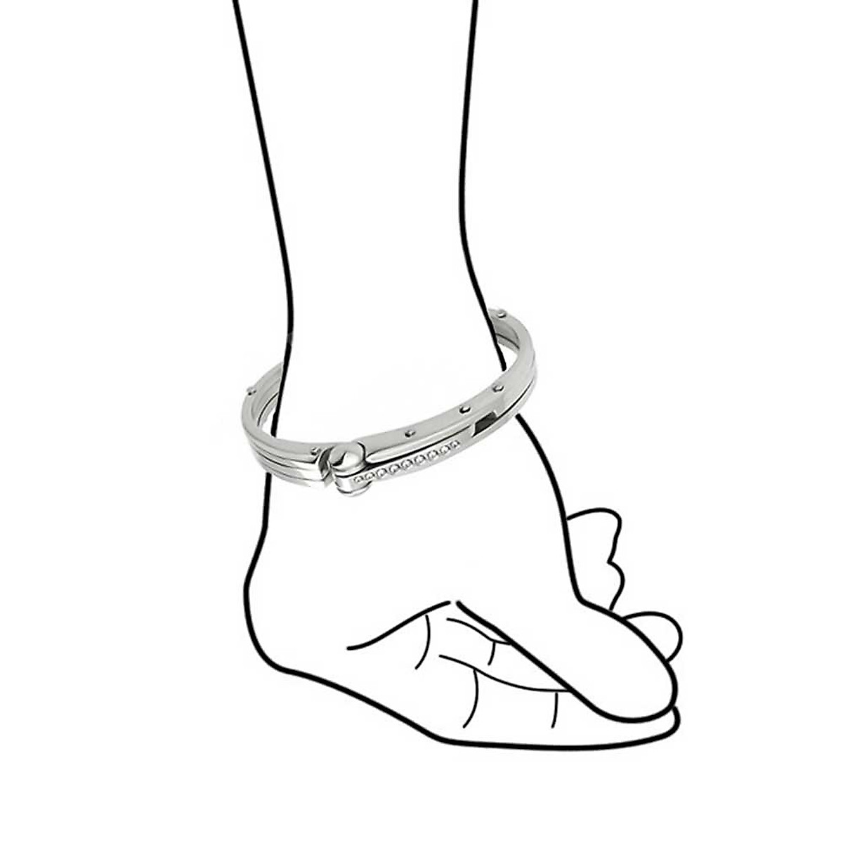 Bling Jewelry Biker Handcuff For Mens For Women Bracelet Bangle Cubic Zirconia Accent Silver Tone Stainless Steel