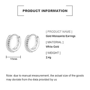 14K Gold Round Hoop Earrings for Women,Dainty Moissanite Huggie Earrings,Fashion Jewelry Gift for Her (White Gold, 14K Gold)
