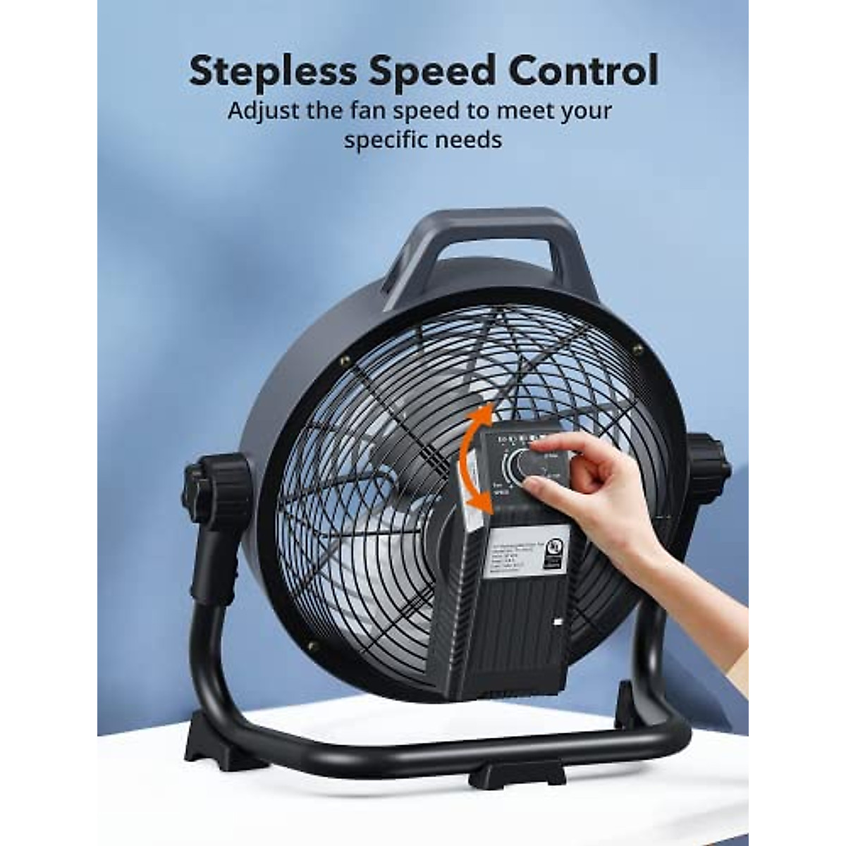 Outdoor Fans for Patios Waterproof, Rechargeable Fan 15750mAh Battery Industrial Fans 1700 CFM Airflow, Stepless Speed Black