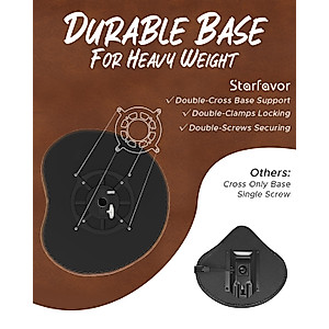 Starfavor Drum Throne Height Adjustable Padded Seat Drum Stool, with Double Braced Anti-Slip Feet Swivel Drum Chair, Butt Shape, Brown, ST-550BR