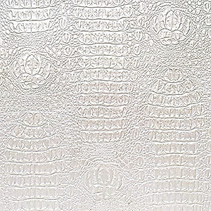 JUMBO HUMBLE Modern Elegant Large Wood Serving Tray, Set of 2 Pearl White Crocodile Leather with Gold Polished Metal Handles, Rectangle Decorative Tray Ottoman Tray Coffee Table Tray for Living Room