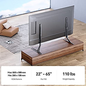 PERLESMITH Universal Table Top TV Stand for 22 - 65 Inch Flat Screen, LCD TVs Premium Height Adjustable Leg Stand Holds up to 110lbs, VESA up to 800x500mm