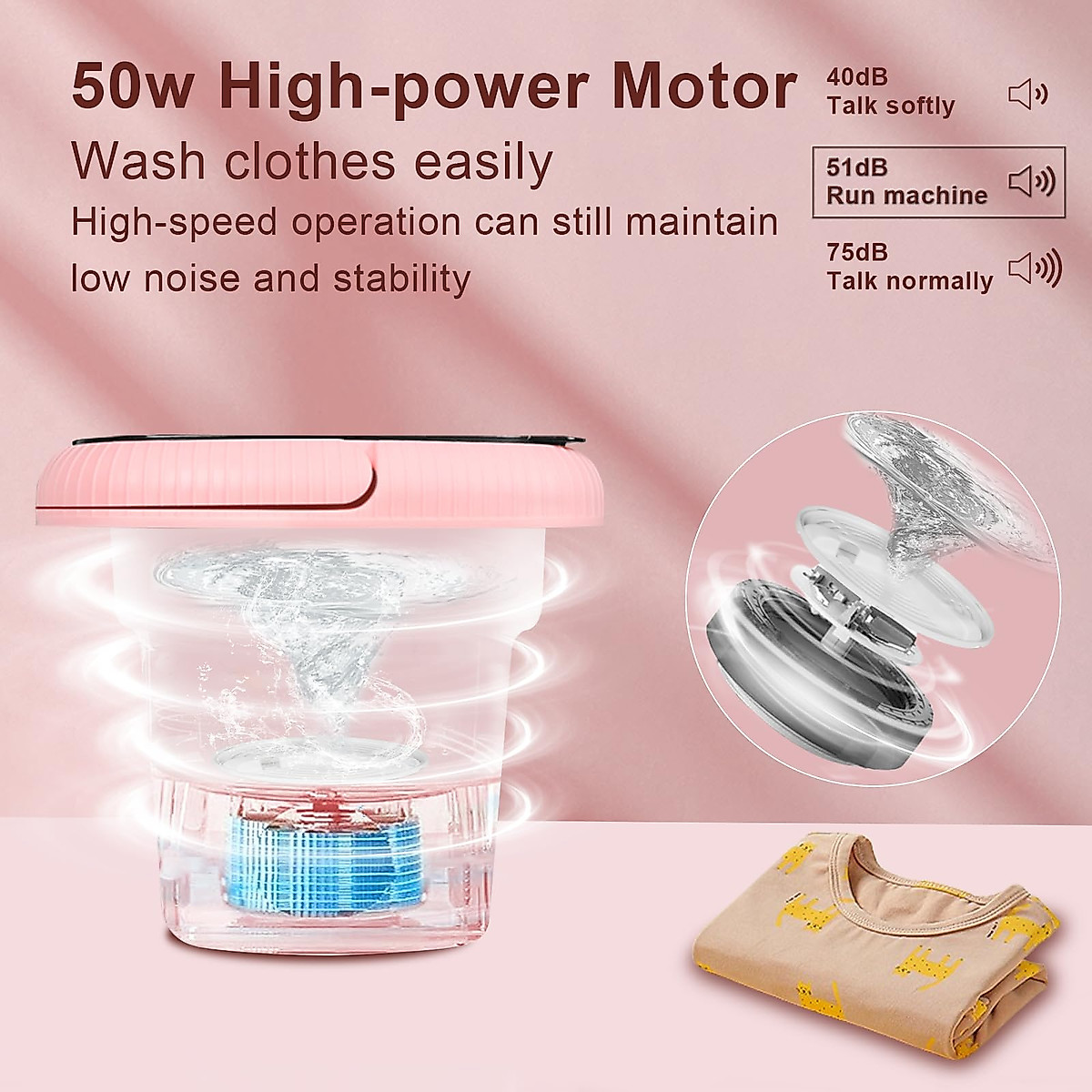Portable Washing Machine, Mini Washer, 6.5L Foldable Mini Washing Machine with 3 Modes Deep Cleaning of Baby Clothes, Burp Cloths, Underwear, Socks, Shirt for Apartment, Dorm, RV Travel Laundry
