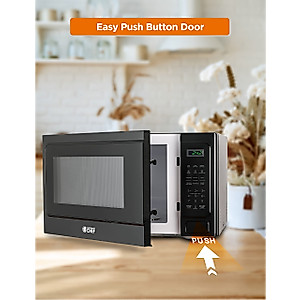 COMMERCIAL CHEF Microwave 1.3 Cu Ft with 10 Power Levels, Microwave with Push Button Door Lock, 1000W Countertop Microwave with Timer and Digital Controls, Black