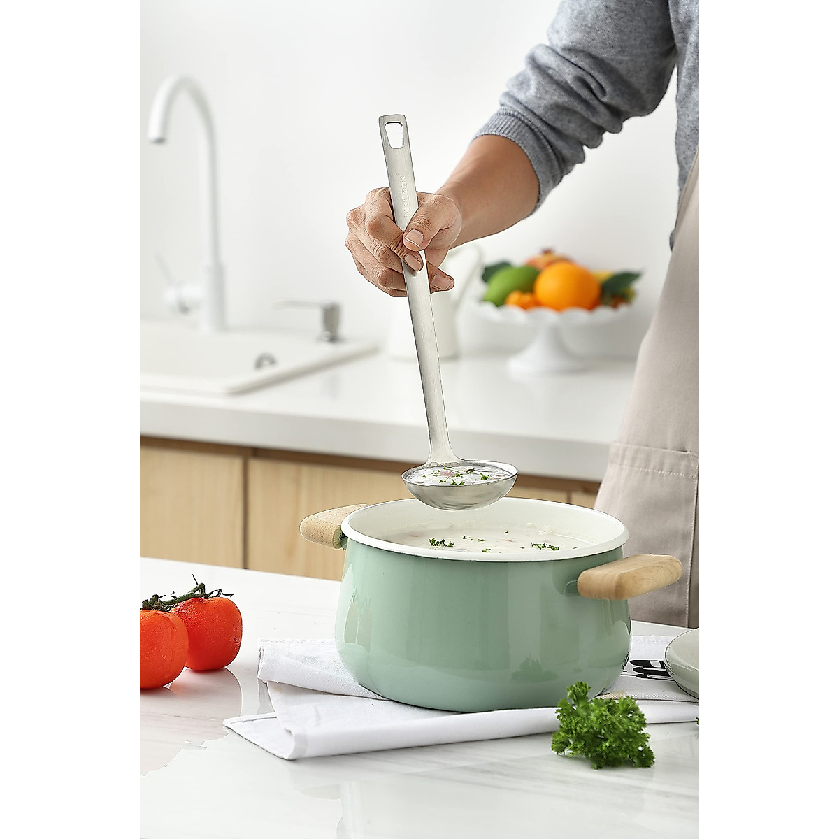 McCook® MC60 Kitchen Utensil Set, Stainless Steel Cooking Utensils Sets, 9-Piece Kitchen Turner, Serving Spoon, Ladle, Skimmer Spoons, Fork, Pasta Server,Spoon Rest and Holder