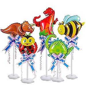 Set of 10 Balloon Stick Stand Table Balloon Stand Kit Reusable Balloon Column Holder with Balloon Pole Desktop Stand Base Support Holder for Wedding Birthday Party Supplies (White)