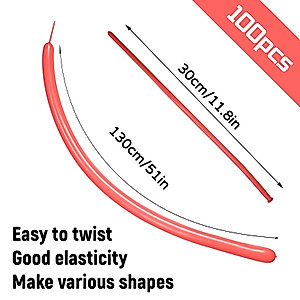 100Pcs Peach Colour 260 Balloons, Thickening Latex Peach Colour 260q Balloons for Animal Model, Long Twisting Balloons for Halloween Xmas Presents, Animal Shape Weddings, Birthdays Clowns.