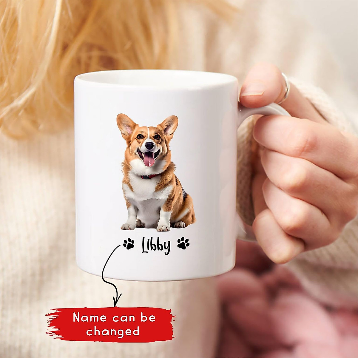 Pembroke Welsh Corgi Customized Name Coffee Mug, Personalized Pembroke Welsh Corgi Coffee Mug Cup Gifts For Mom Dad Dog Lovers, Pembroke Welsh Corgi Owner Gifts For Men Women, Tea Cups 11oz 15oz