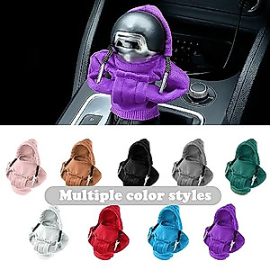OFBAND Gear Shift Knob Cover,Automotive Interior Accessories Shift Knobs Fashionable Hooded Shirt Car Shifter Knobs Cover Trim,Universal fit Shift knob Cover Car Interior Decor Accessories (Purple)