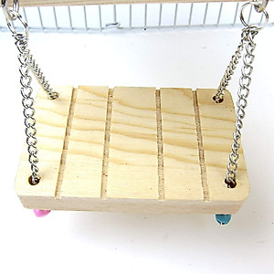 Wooden Platform Ladder Stand Swing Climbing Biting Toy for Mouse Chinchilla Rat Gerbil and Dwarf Hamster Climbing Toy (M)