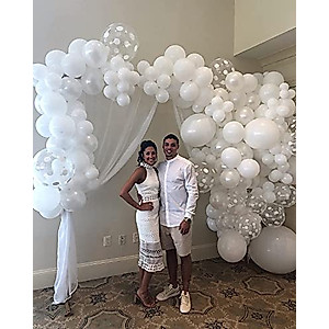 140Pcs White Balloons White Balloon Garland Arch Kit 5/10/12/18 Inch Matte Latex White Balloons Different Sizes as Baby Shower Balloons Birthday Balloons Wedding Christmas Balloons Party Decorations