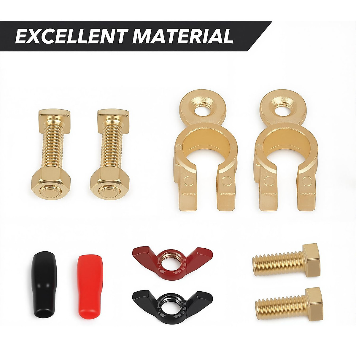 SINGARO Car Battery Terminal Connector, Pure Copper Cable End Top Post Clip Positive and Negative Pole, Applicable to Automobile, Truck, RV and Yacht Accessories