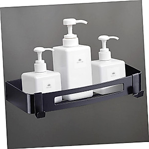Hoement 1pc Bathroom Shelf Black Storage Shelves Black Gel Storage Unit Gel Shower Storage Punch Shower Shelf Bathroom Rack Organizer Bathroom Shower Gel Organizer Shelving Aluminum