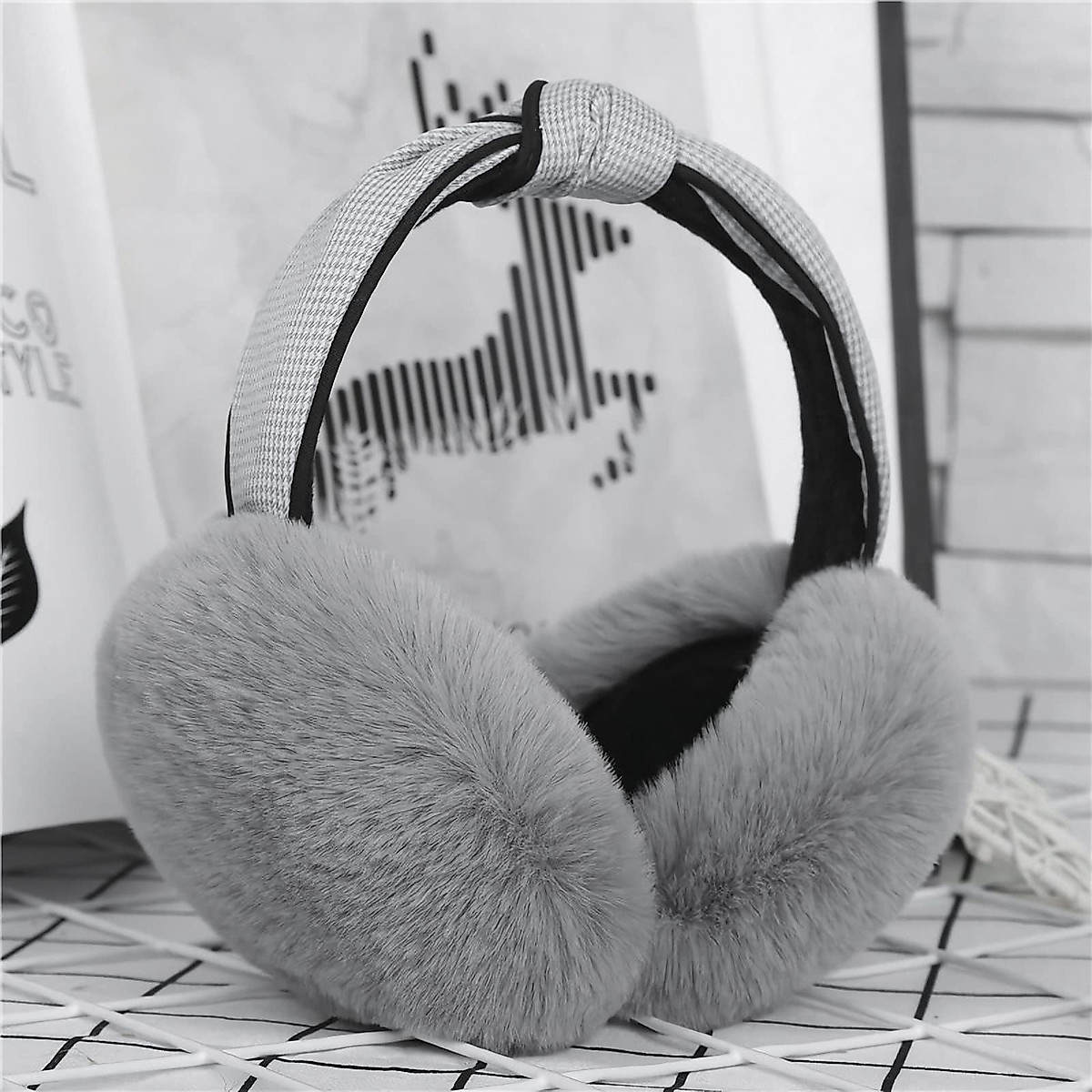 Women Warm Earmuffs Girl Cute Outdoor Ear Warmers Winter Furry Adjustable Ear Covers Packable Kid Cartoon Elephant Earmuffs